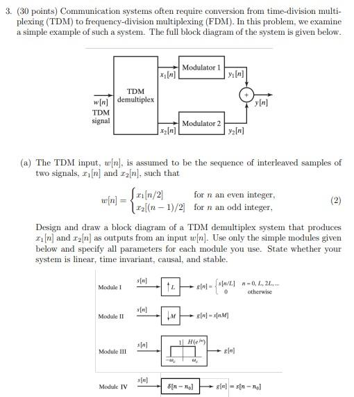 Solved (30 points) Communication systems often require | Chegg.com