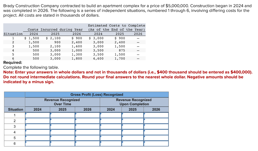 Solved Brady Construction Company contracted to build an | Chegg.com