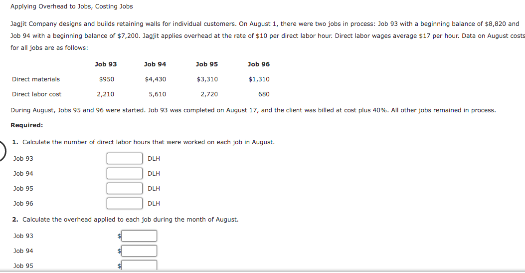 Solved 4. Calculate the balance in Work in Process on August | Chegg.com
