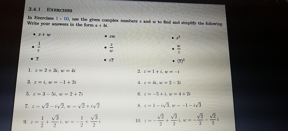 Solved 3.4.1 EXERCISES In Exercises 1 10, use the given | Chegg.com