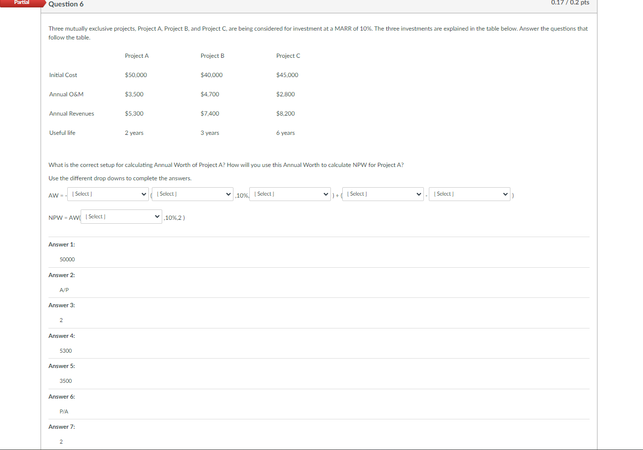 Solved Question 6follow the table.What is the correct setup | Chegg.com