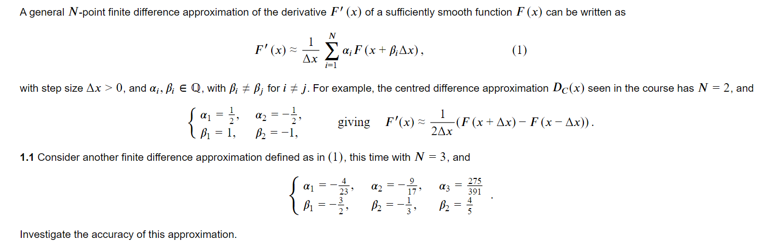 Solved A general N-point finite difference approximation of | Chegg.com