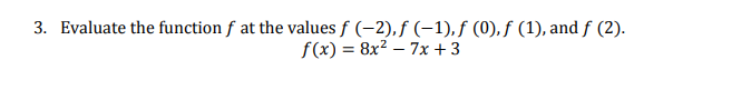 Solved 3. Evaluate the function f at the values | Chegg.com