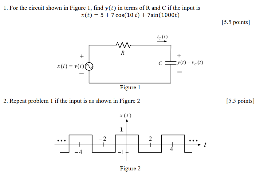 Solved 1. For the circuit shown in Figure 1, find y(t) in | Chegg.com