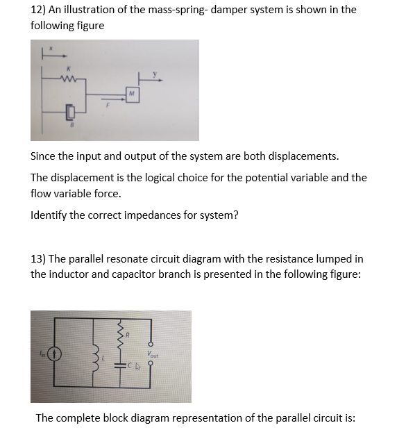 Solved 12) An illustration of the mass-spring-damper system | Chegg.com