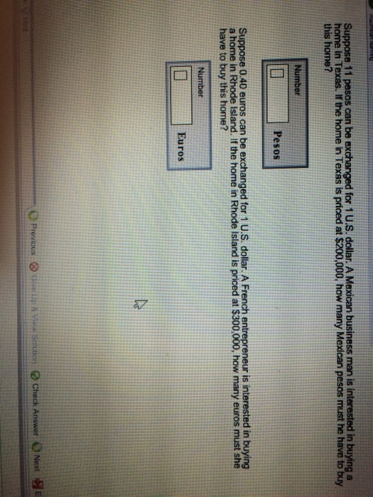Solved Suppose 11 pesos can be exchanged for 1 U.S. dollar. | Chegg.com