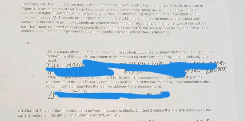 Two carts, cart X and cart Y. are initially at rest | Chegg.com