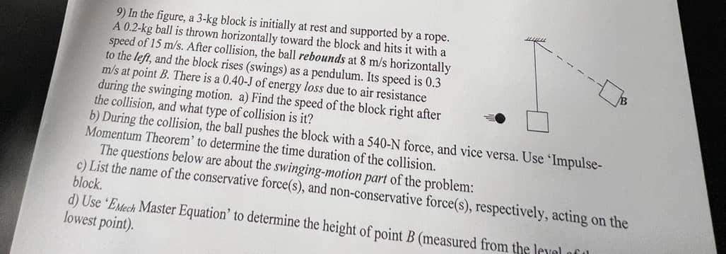Solved 9) In the figure, a 3−kg block is initially at rest | Chegg.com