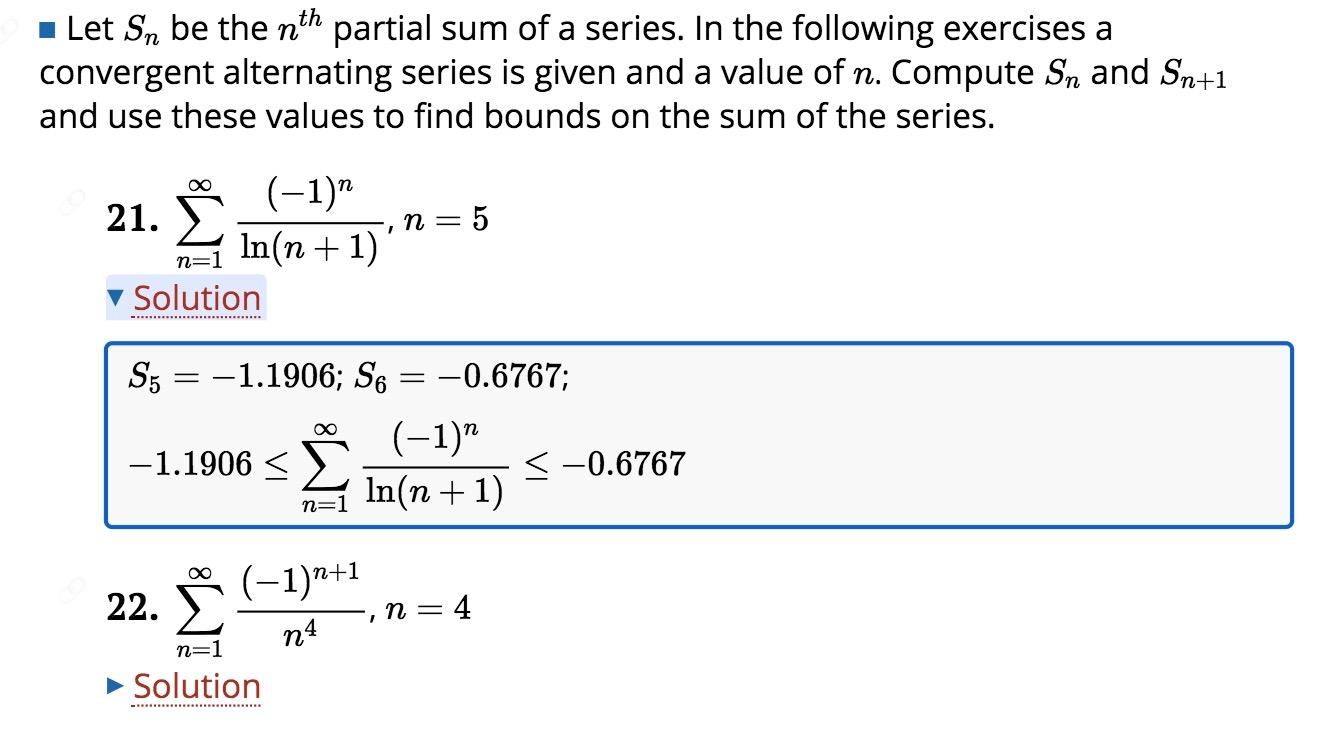 Solved Let Sn Be The Nth Partial Sum Of A Series In The