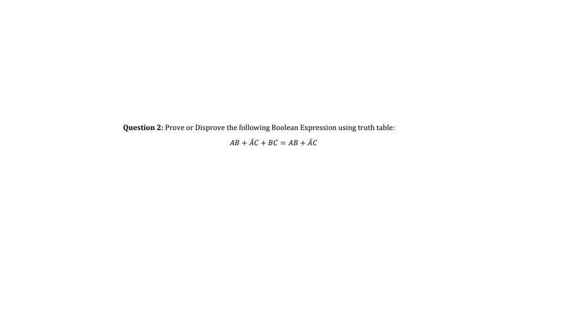 Solved Question 2: Prove or Disprove the following Boolean | Chegg.com