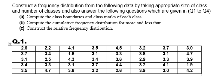 Solved Construct a frequency distribution from the following | Chegg.com