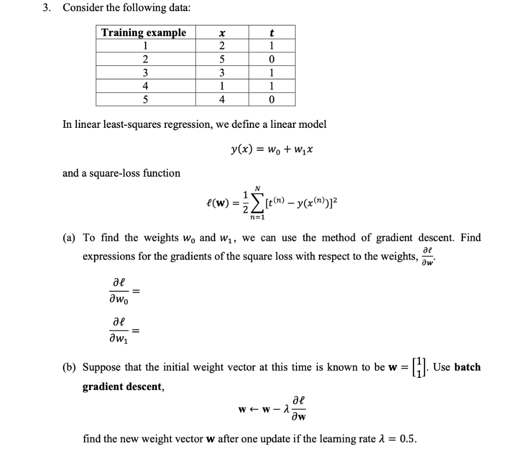 Solved 3 Consider The Following Data In Linear