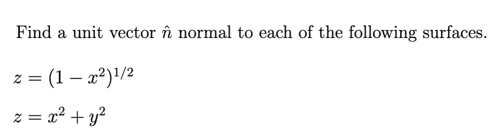 Solved Find a unit vector în normal to each of the following | Chegg.com