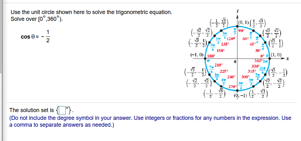 Solved Use the unit circle shown here to solve the | Chegg.com