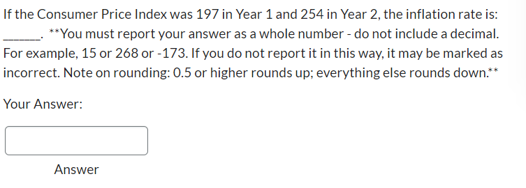 Solved If the Consumer Price Index was 197 in Year 1 and 254 | Chegg.com