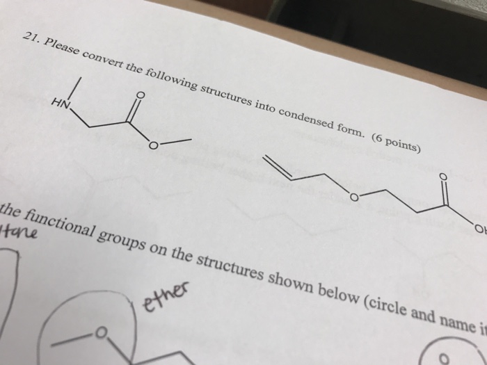 Solved Convert the following structures into condensed form. | Chegg.com