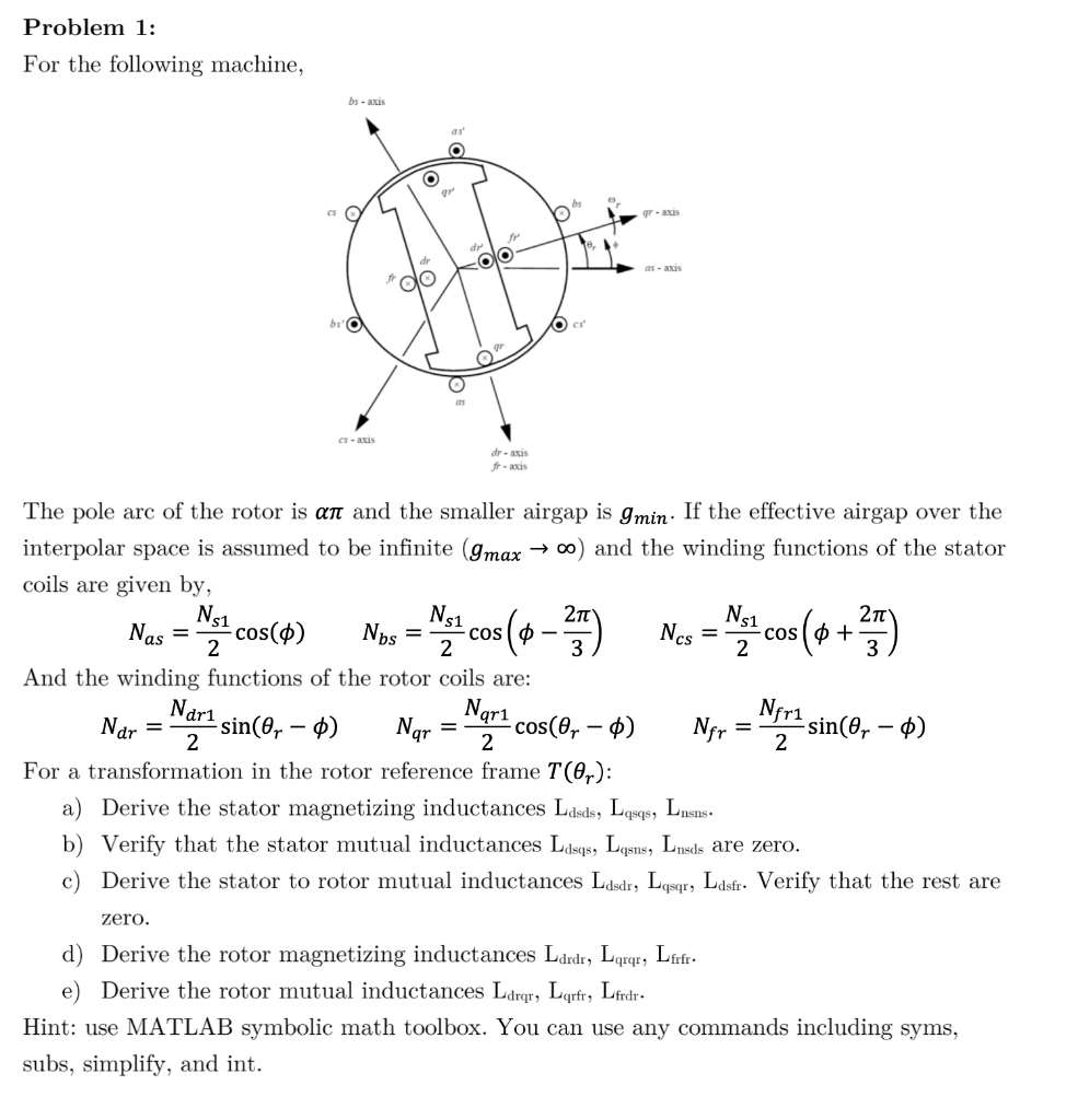Problem 1: For the following machine, The pole arc of | Chegg.com