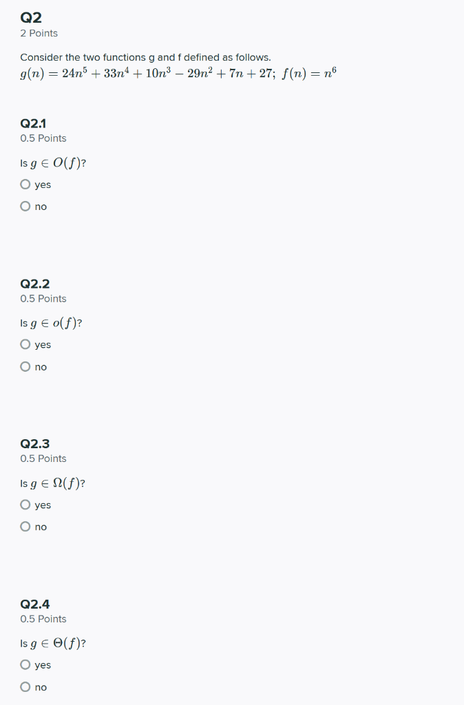 Solved Q2 2 Points Consider the two functions g and f | Chegg.com