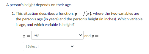 Solved person's height depends on their age. 1. This | Chegg.com