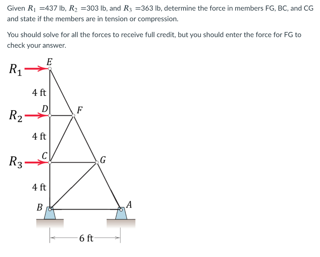 Solved Given R1 =437 lb, R2 =303 lb, and R3 =363 lb, | Chegg.com