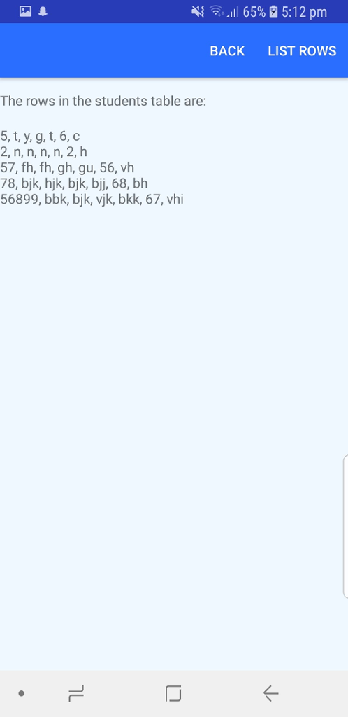 Solved In Android Studio, how do I display only "list rows" | Chegg.com