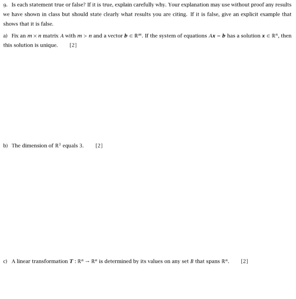 Solved 9. Is each statement true or false? If it is true, | Chegg.com