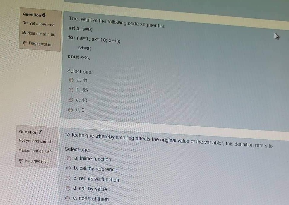 Solved Question 6 The result of the following code segment | Chegg.com