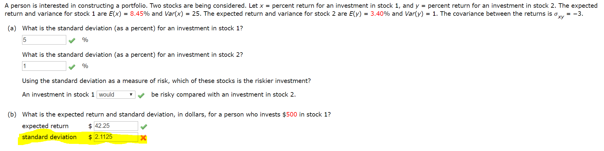 Solved A person is interested in constructing a portfolio. | Chegg.com