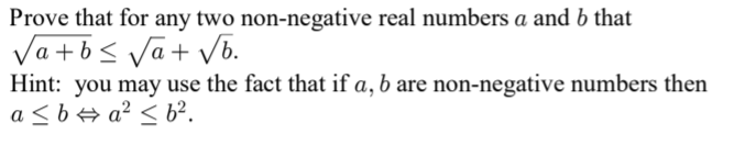 Solved Prove that for any two non-negative real numbers a | Chegg.com