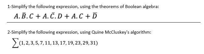 Solved 1-Simplify the following expression, using the | Chegg.com