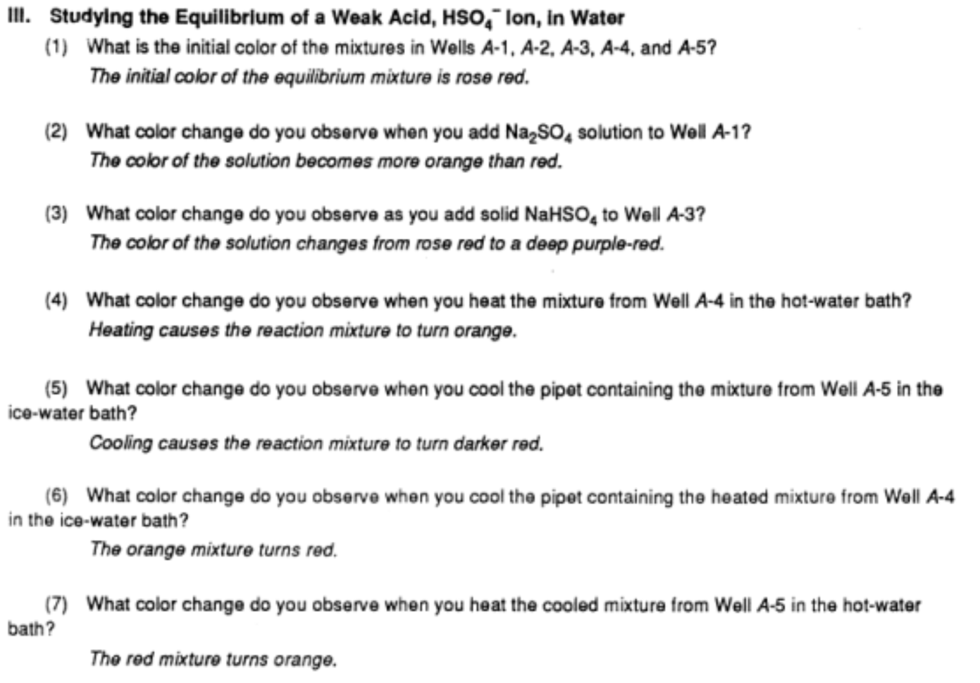 Solved III. Studying the Equilibrium of a Weak Acid, HSO, | Chegg.com
