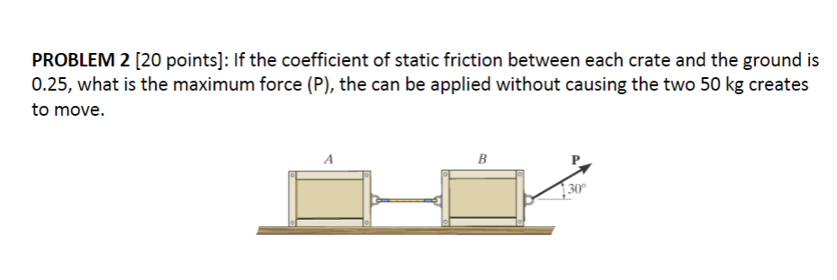 Solved PROBLEM 2 [20 points]: If the coefficient of static | Chegg.com