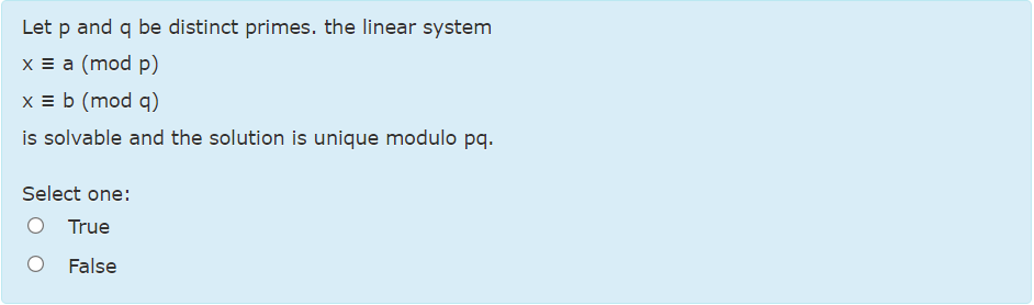 Solved Let p and q be distinct primes, the linear system x= | Chegg.com