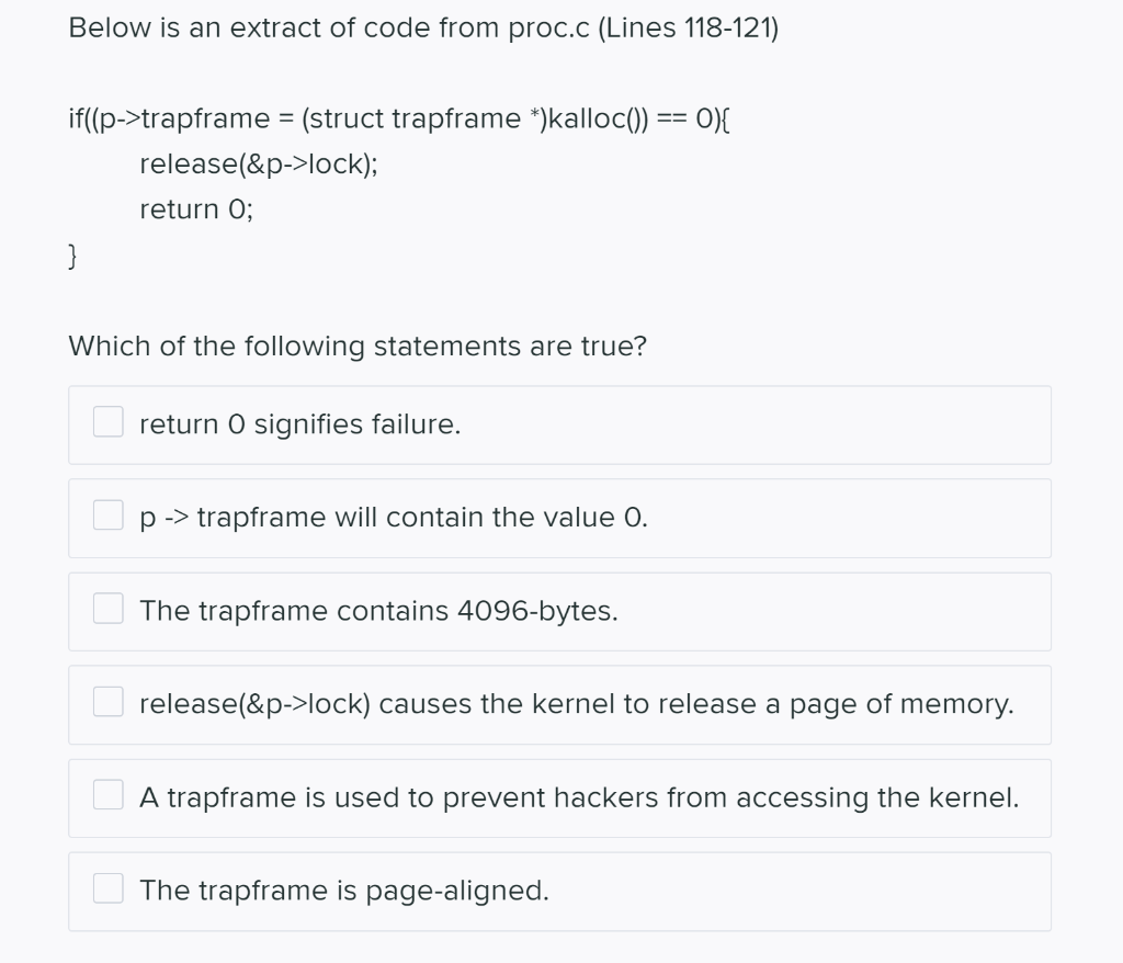 Solved Kernel Memory Management in Xv6 Below is an extract | Chegg.com