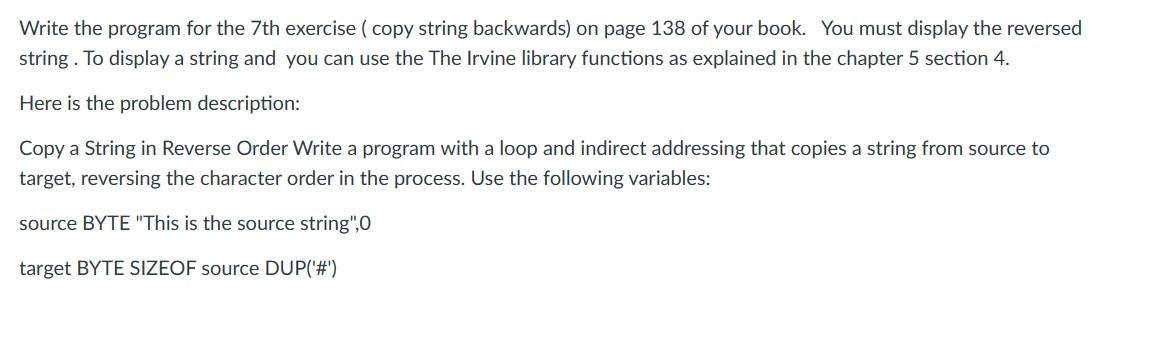 Solved Write the program for the 7th exercise ( copy string | Chegg.com