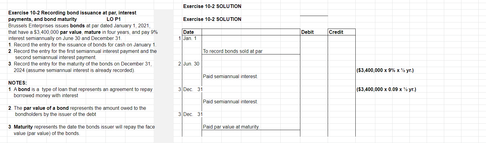 Solved Exercise 10-2 Recording bond issuance at par, | Chegg.com