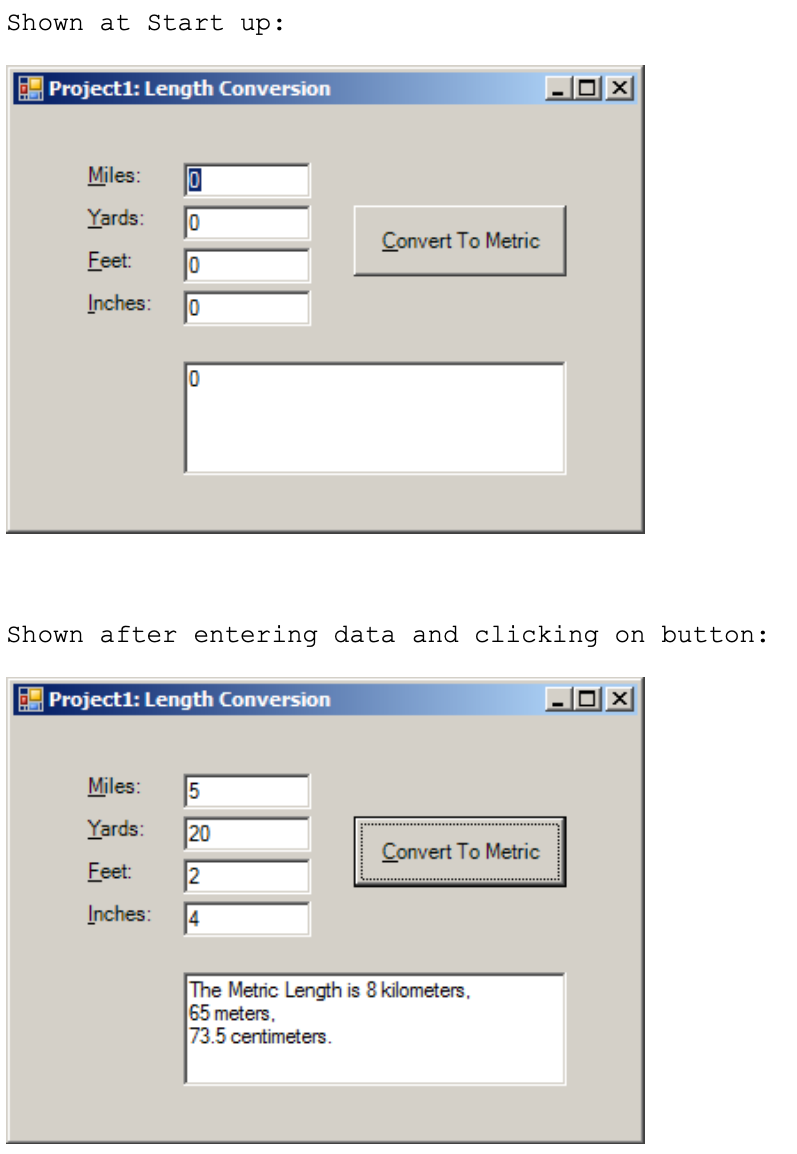 Solved Visual Basic project question: Project 1 | Chegg.com