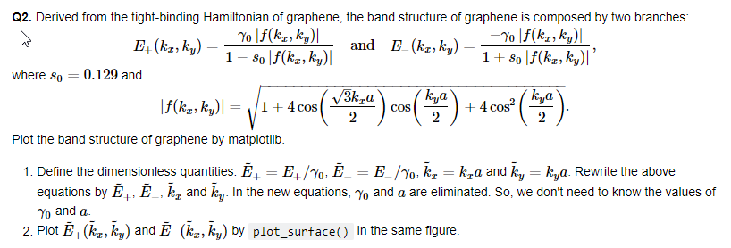 9 Q2. Derived from the tight-binding Hamiltonian of | Chegg.com