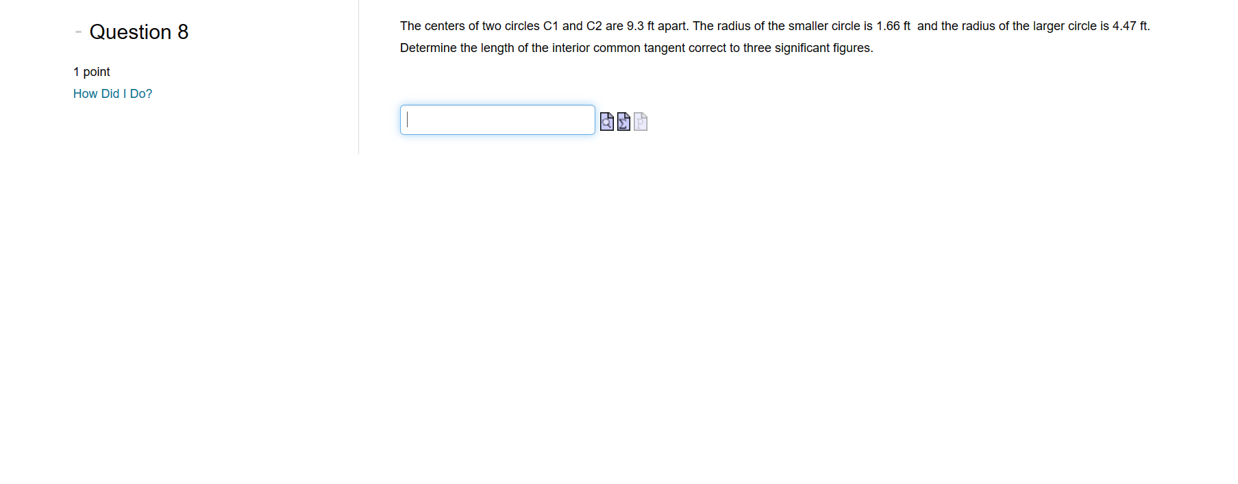 Solved The centers of two circles C1 and C2 are 9.3ft apart. | Chegg.com