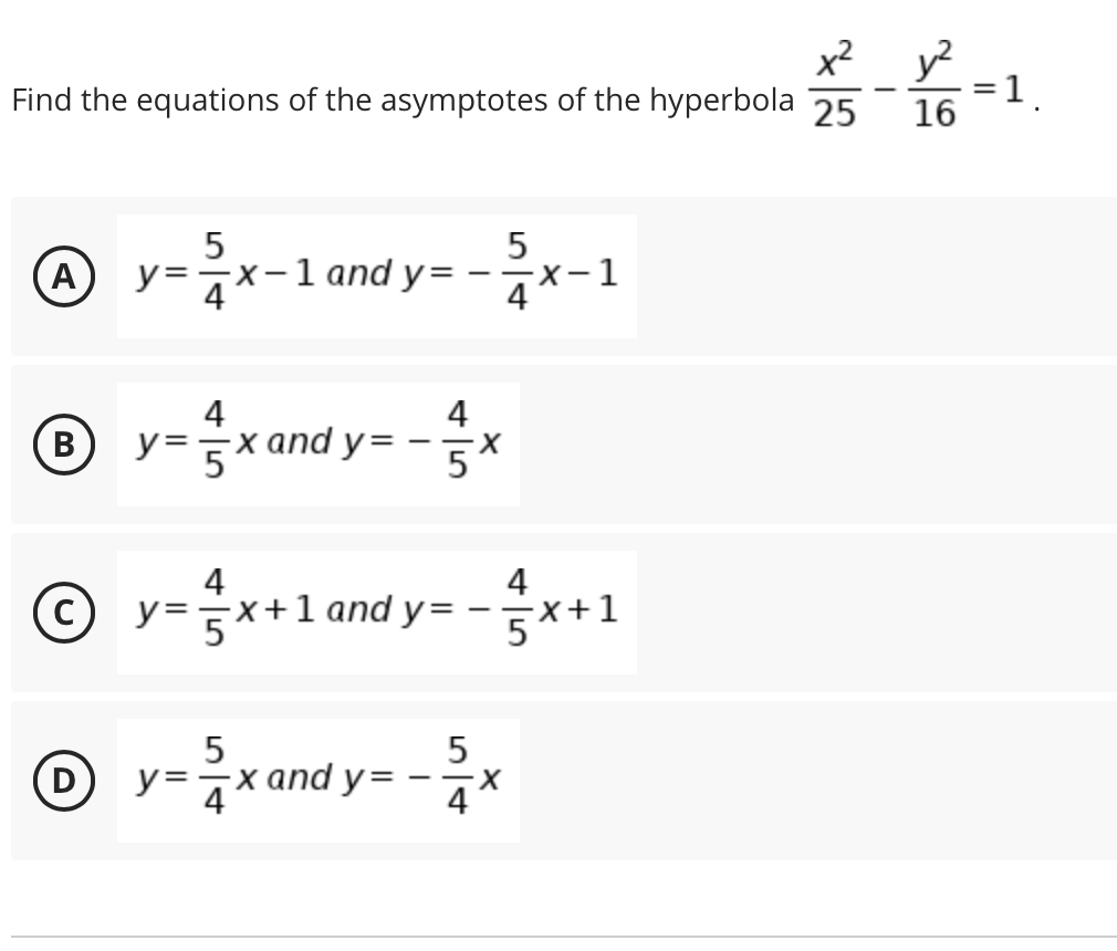 Solved Find the equations of the asymptotes of the hyperbola | Chegg.com