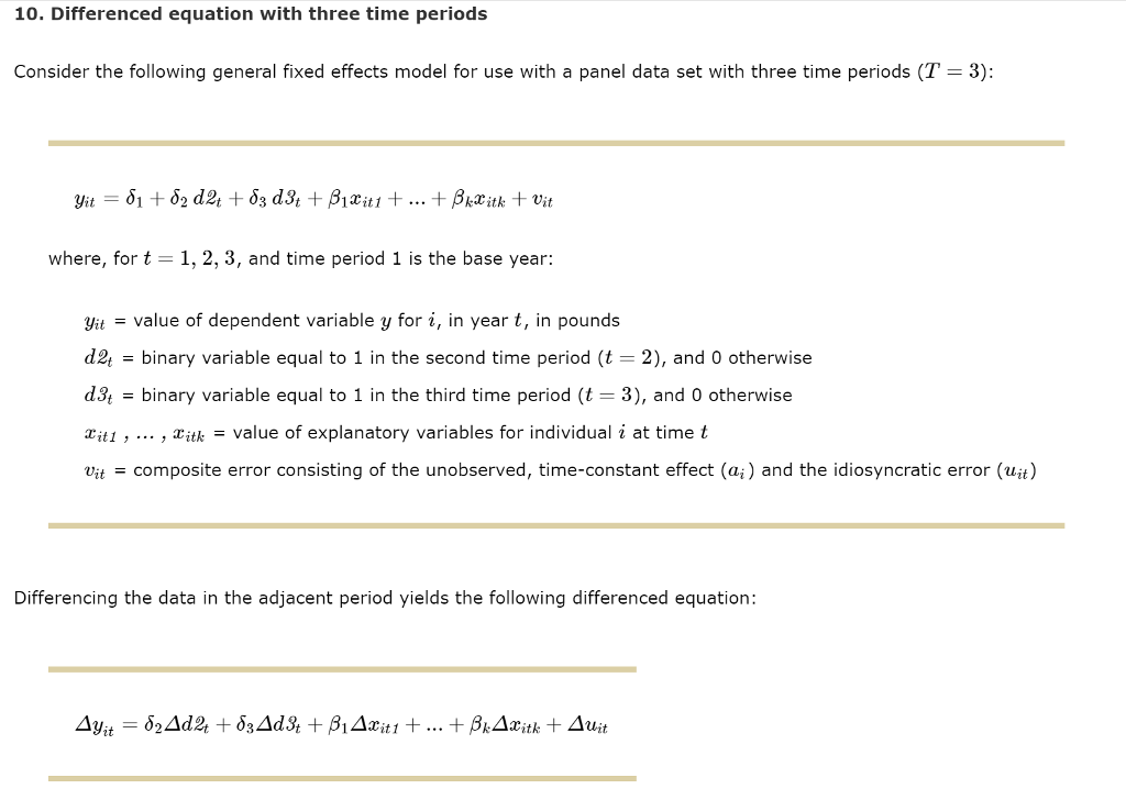 10. Differenced equation with three time periods | Chegg.com