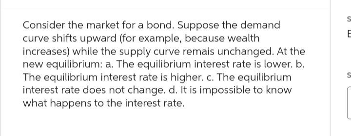 Solved Consider the market for a bond. Suppose the demand | Chegg.com