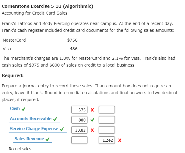 Solved Cornerstone Exercise 5-33 (Algorithmic) Accounting | Chegg.com