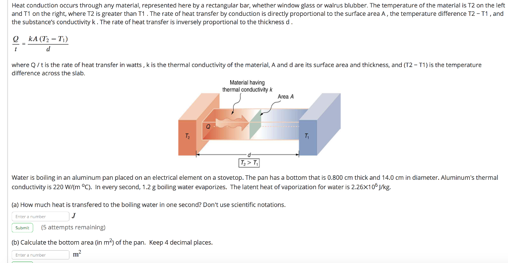 Solved Heat conduction occurs through any material, | Chegg.com