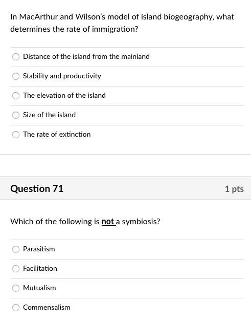 Solved In MacArthur and Wilson's model of island | Chegg.com