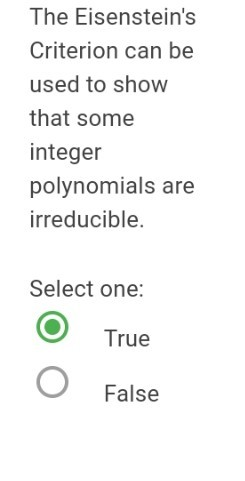 Solved The Eisenstein's Criterion can be used to show that | Chegg.com