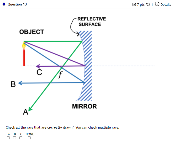 Solved Question 13 7 pts 1 Details REFLECTIVE SURFACE OBJECT | Chegg.com