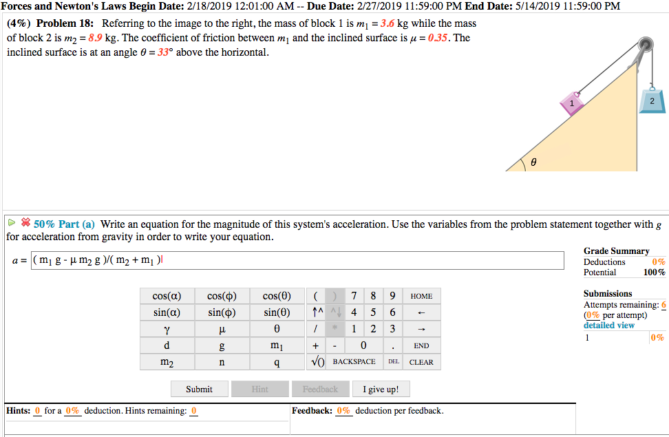 Solved Forces and Newton's Laws Begin Date: 2/18/2019 | Chegg.com