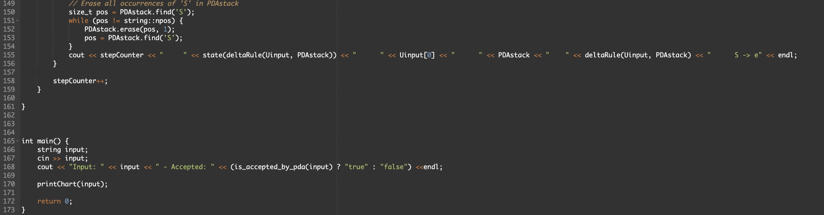 Solved My code is not accepting aabb$. And it's not | Chegg.com