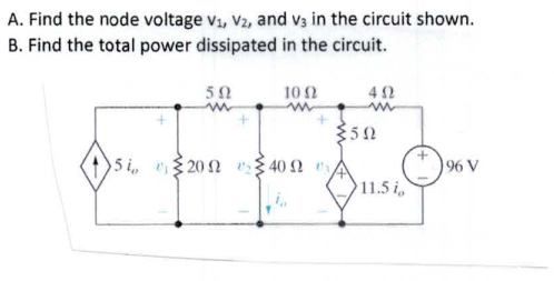 Solved A. Find the node voltage v1,v2, and v3 in the circuit | Chegg.com